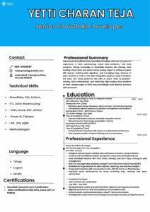 Top10 Snowflake Developer Resume Examples & Guide for 2025
